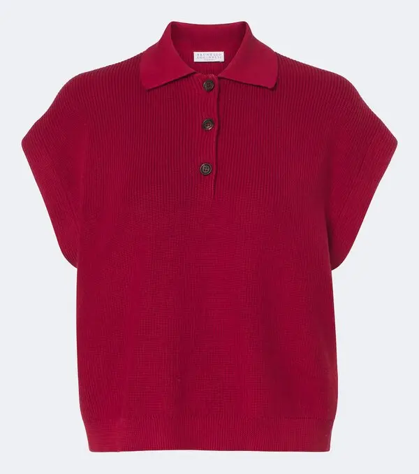 Brunello Cucinelli Cotton Polo Sweater - Red