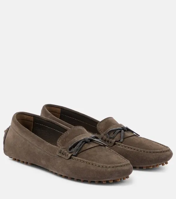Brunello Cucinelli Monili Suede Driving Shoes