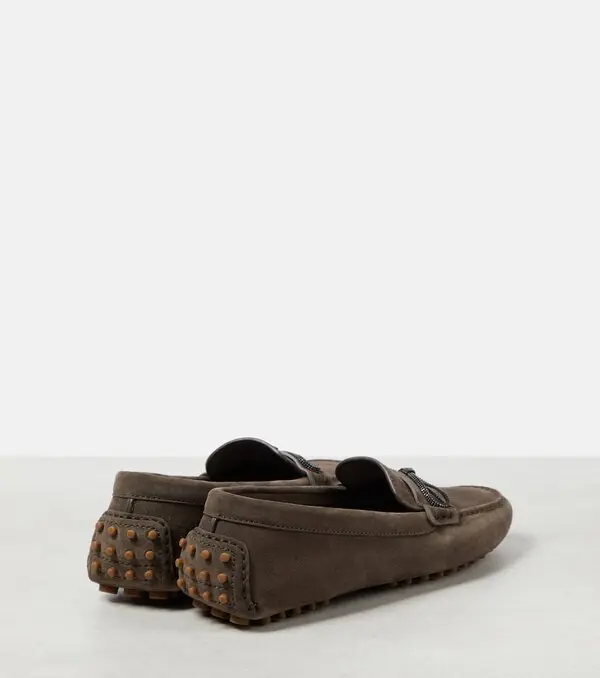 Brunello Cucinelli Monili Suede Driving Shoes