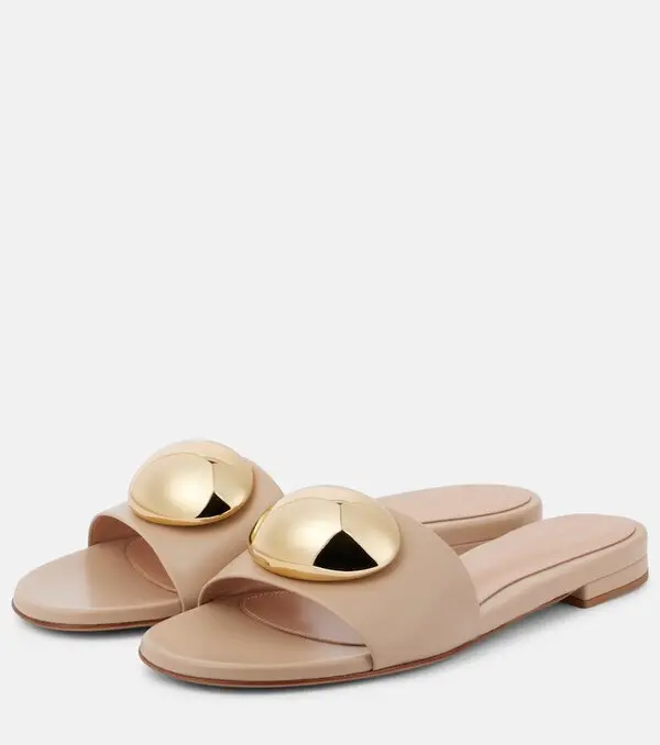 GIANVITO ROSSI Embellished Leather Slides