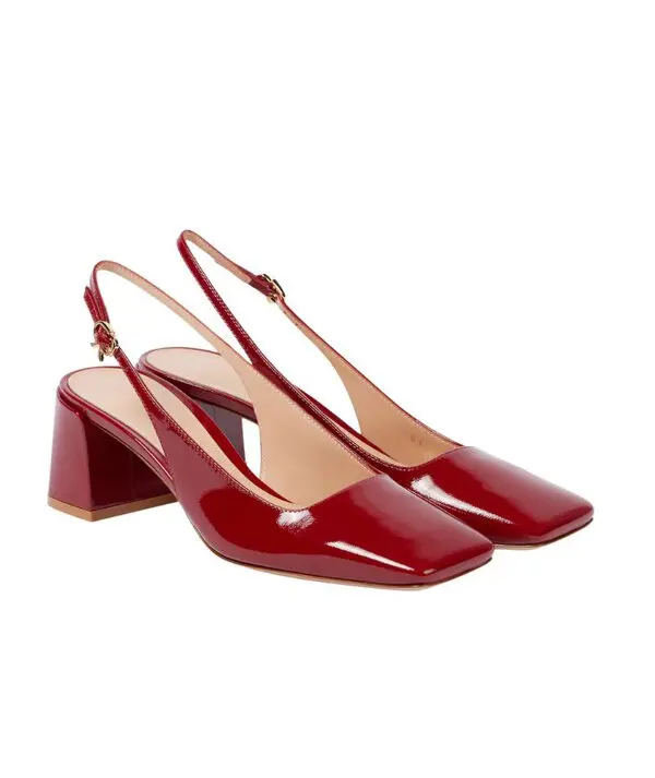 GIANVITO ROSSI Freeda Patent Leather Slingback Pumps - Burgundy