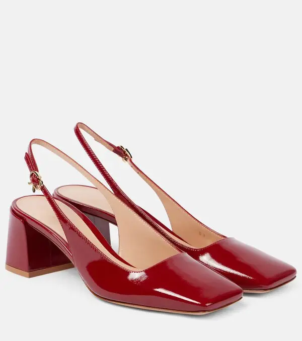 GIANVITO ROSSI Freeda Patent Leather Slingback Pumps - Burgundy