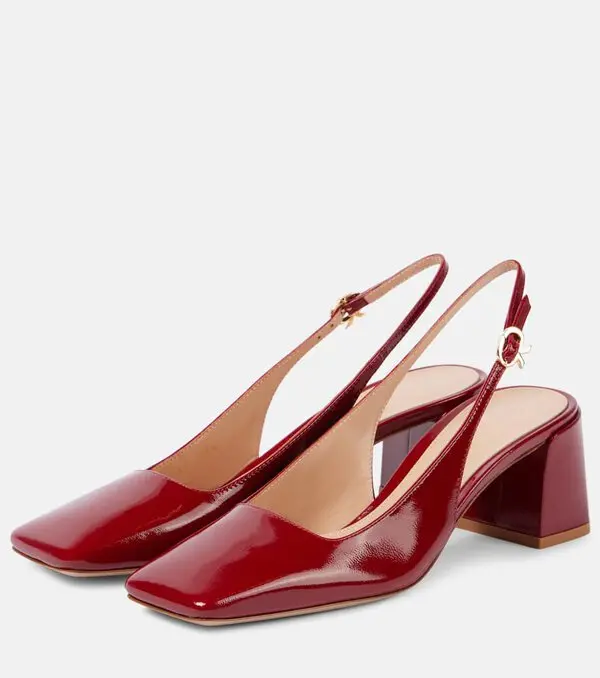 GIANVITO ROSSI Freeda Patent Leather Slingback Pumps - Burgundy