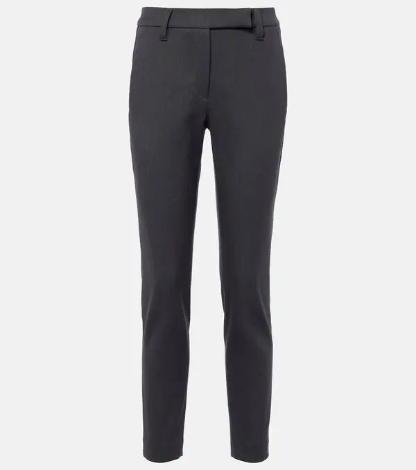 Brunello Cucinelli Cotton-blend Slim Pants - Grey