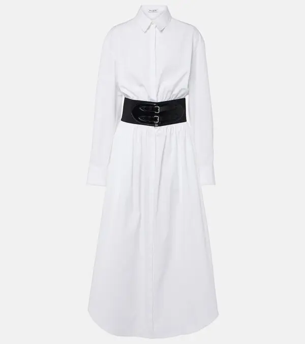 Alaïa Cotton Poplin Shirt Dress - White