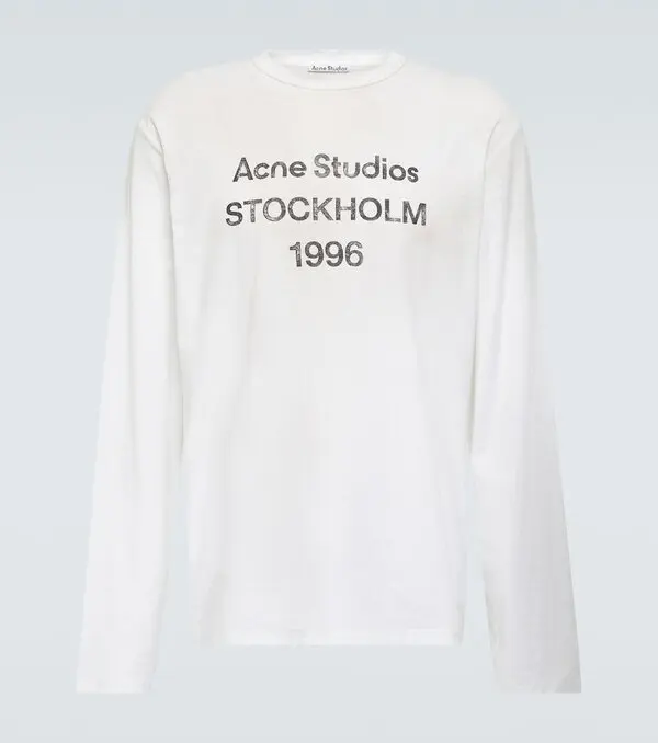 Acne Studios Logo Distressed Jersey T-shirt - White