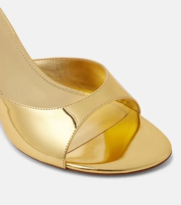 Amina Muaddi Jeanne 60 Metallic Leather Mules - Gold