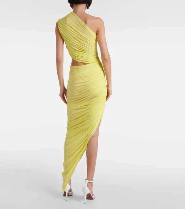 green emerald velvet dress ALAÏA Ruched asymmetric jersey midi dress main image 1