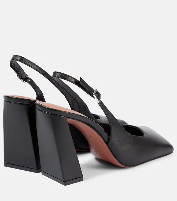 Amina Muaddi Charlotte 95 Leather Slingback Pumps - Black