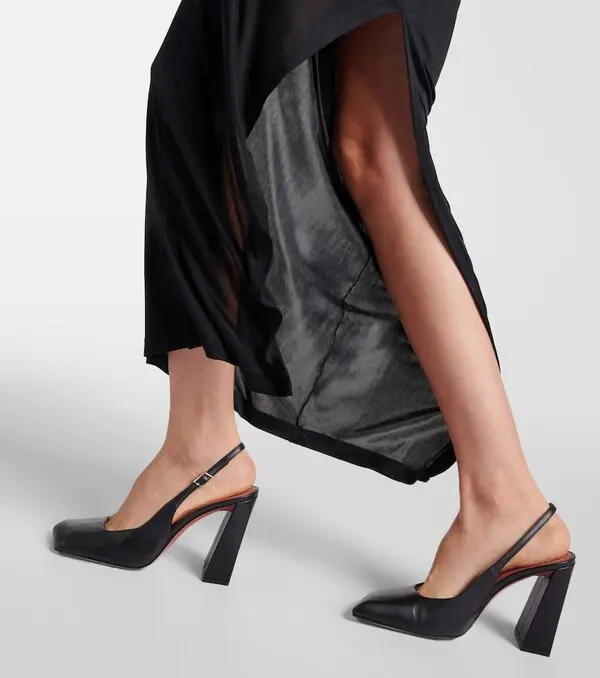 Amina Muaddi Charlotte 95 Leather Slingback Pumps - Black