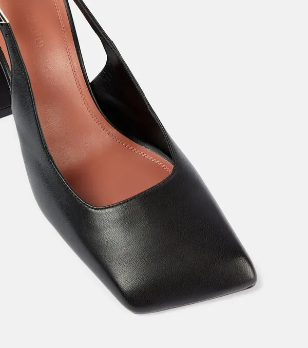 Amina Muaddi Charlotte 95 Leather Slingback Pumps - Black