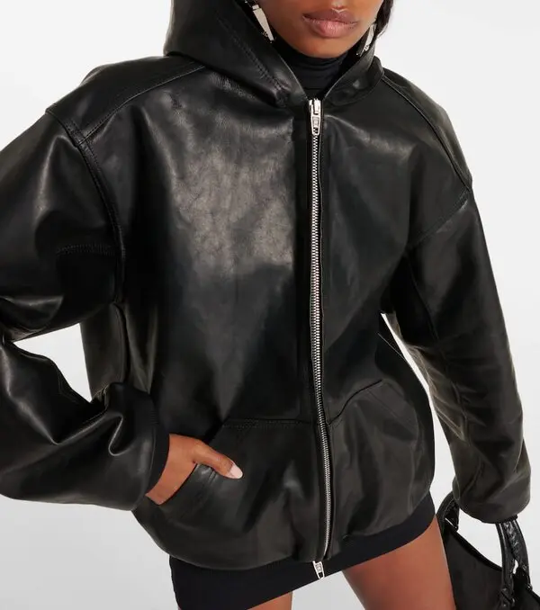 Balenciaga Hooded Leather Jacket