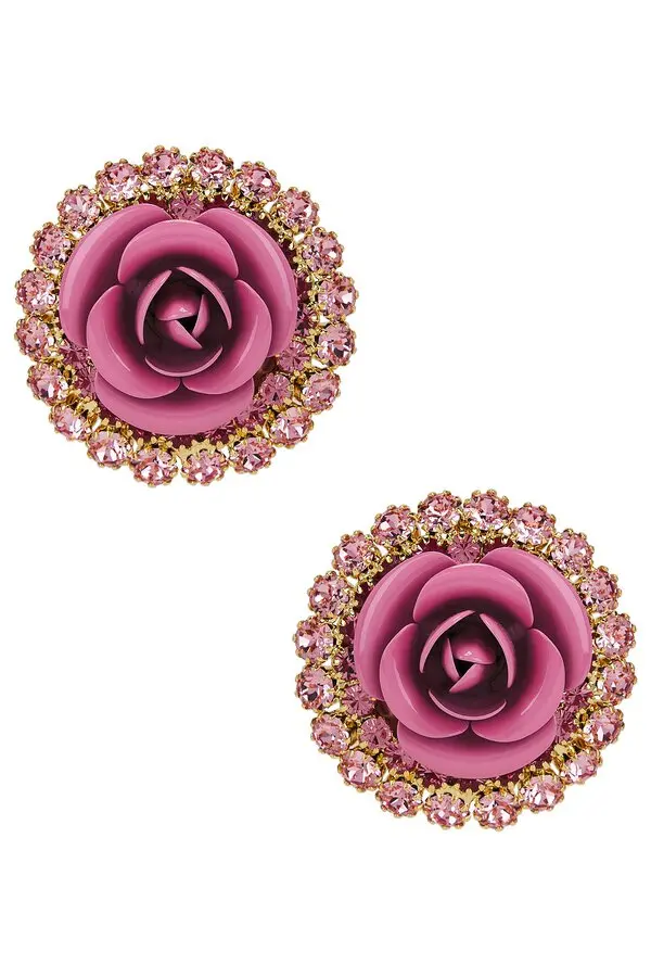 ROWEN ROSE Rose Earrings - Pink Rose & Pink