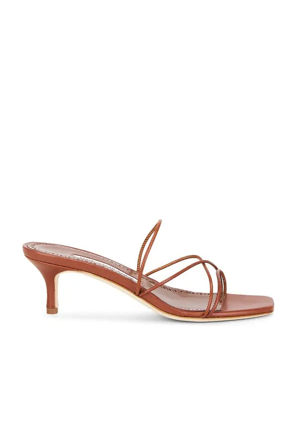Manolo Blahnik Ninfemu 50 Nappa Sandal - Medium Brown