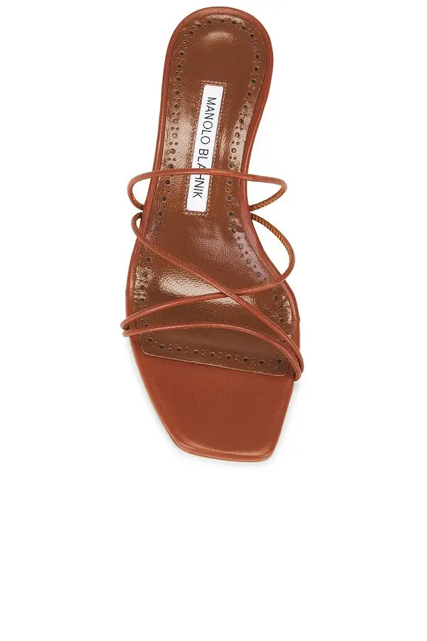 Manolo Blahnik Ninfemu 50 Nappa Sandal - Medium Brown