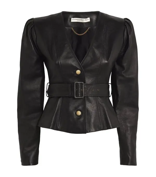 Alessandra Rich Learher Belted Jacket