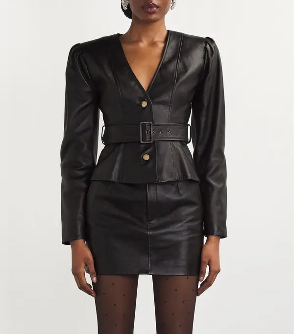 Alessandra Rich Learher Belted Jacket