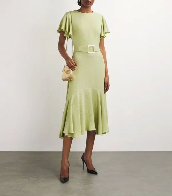 Edeline Lee Belted Dada Midi Dress - Green | Editorialist