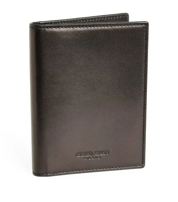 Giorgio Armani Lamb Leather Passport Holder - Black