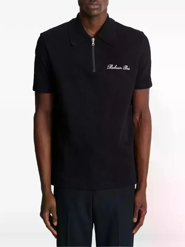 Balmain Short-sleeved Polo Shirt With Embroidery - Black