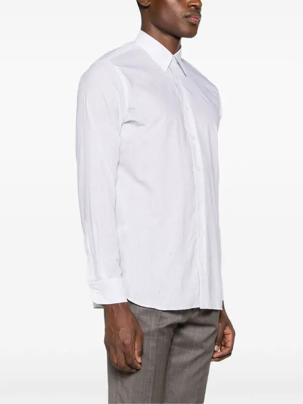 LARDINI Striped Linen-blend Shirt - White