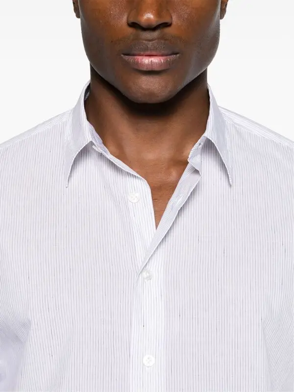 LARDINI Striped Linen-blend Shirt - White