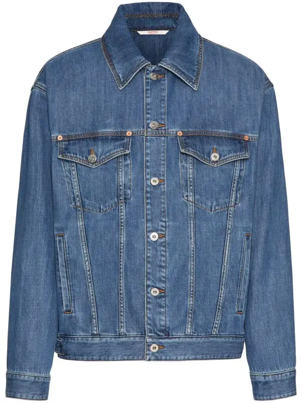 Valentino Garavani Logo-appliqué Denim Jacket - Blue