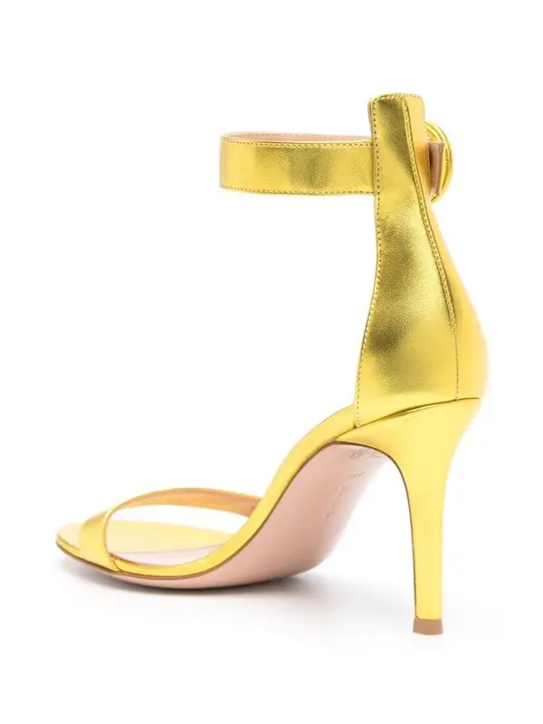 GIANVITO ROSSI Portofino 85mm Metallic-leather Sandals - Yellow
