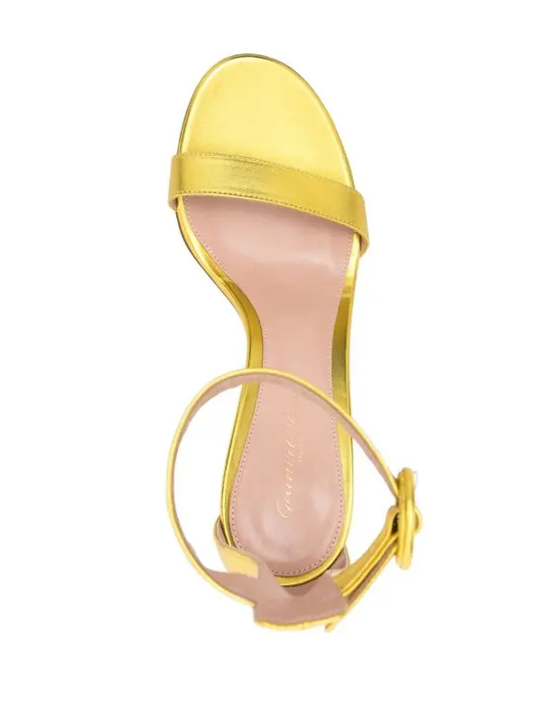 GIANVITO ROSSI Portofino 85mm Metallic-leather Sandals - Yellow
