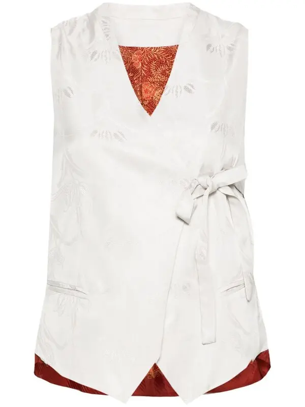 IBRIGU Jacquard Tie-fastening Waistcoat