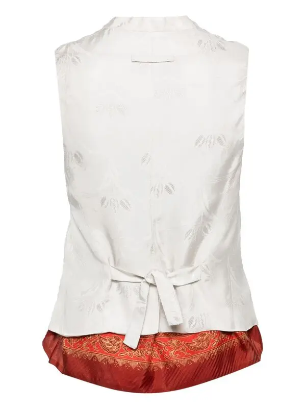 IBRIGU Jacquard Tie-fastening Waistcoat