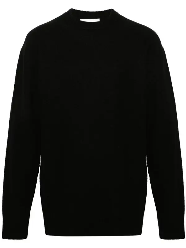 JIL SANDER Crew-neck Boiled Wool Jumper - Black