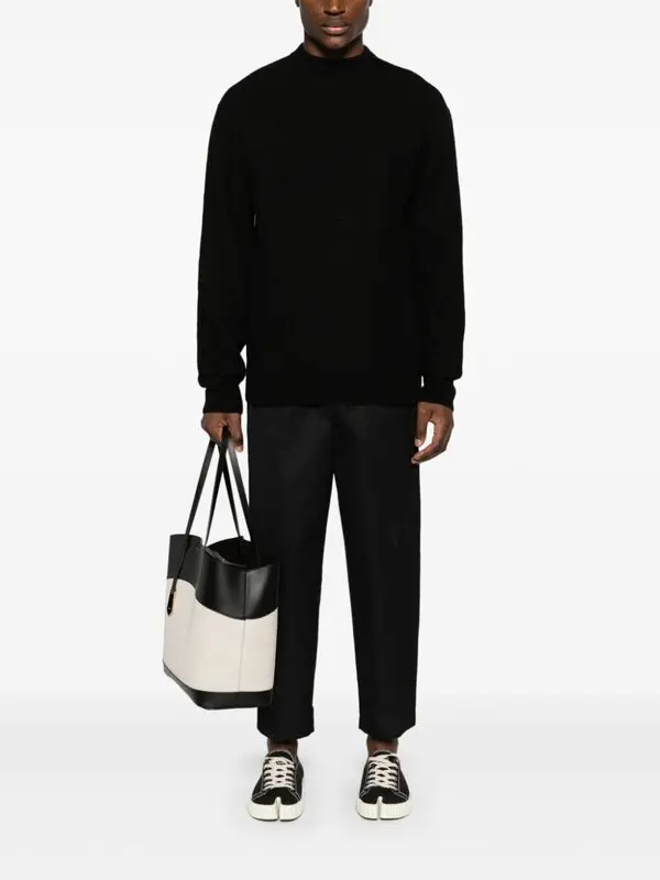 JIL SANDER Crew-neck Boiled Wool Jumper - Black
