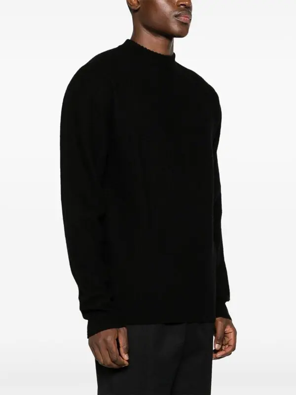 JIL SANDER Crew-neck Boiled Wool Jumper - Black