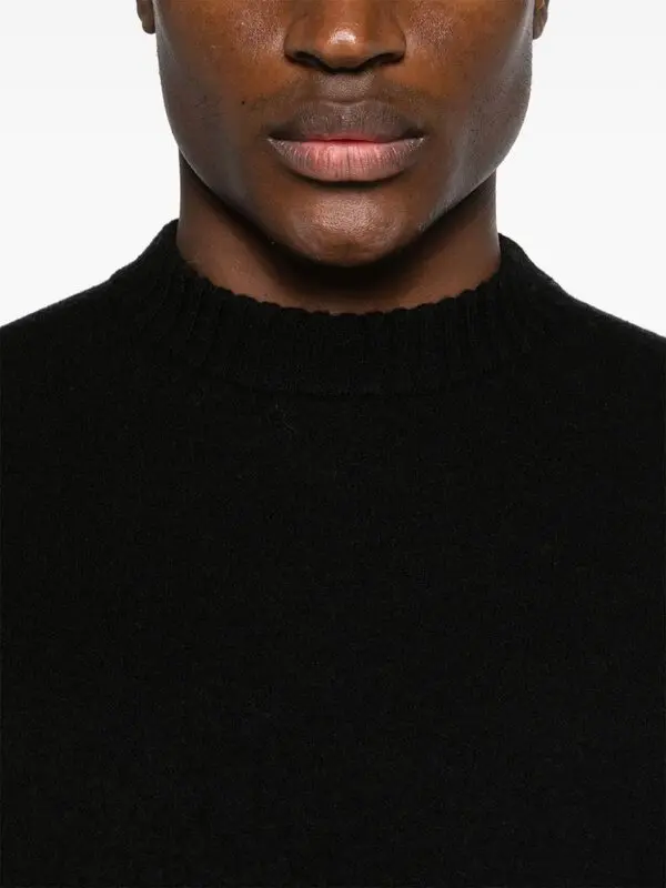 JIL SANDER Crew-neck Boiled Wool Jumper - Black