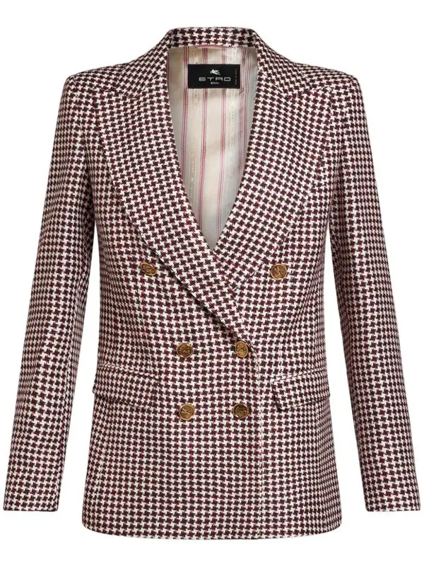 Etro Houndstooth Double-breasted Jacket - White