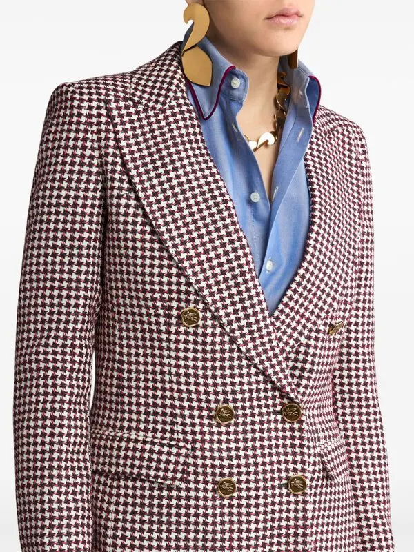 Etro Houndstooth Double-breasted Jacket - White