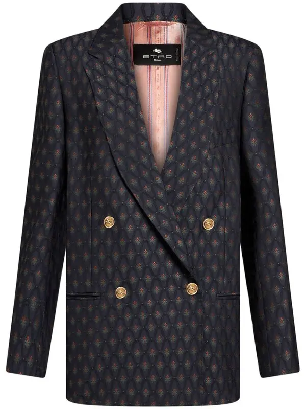 Etro Double-breasted Jacquard Wool Jacket