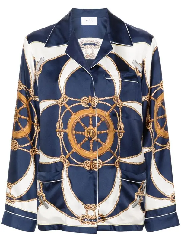 Bally Graphic-print Silk Shirt - Blue
