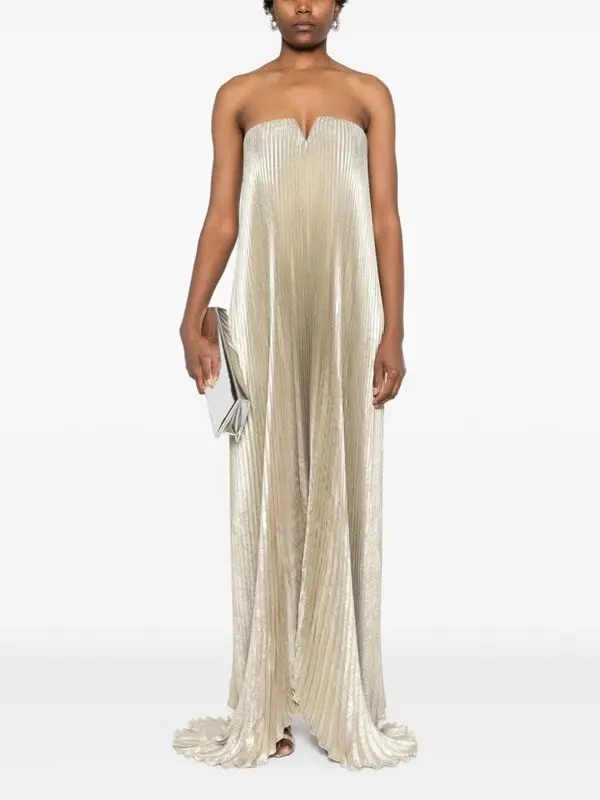 L'IDEE Black Tie Pleated Gown