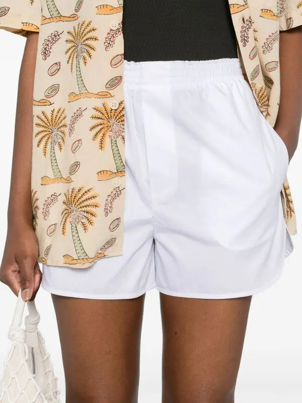 MODES Elasticated-waistband Cotton Shorts - White