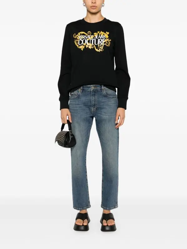 Versace Barocco Logo-print Sweatshirt - Black