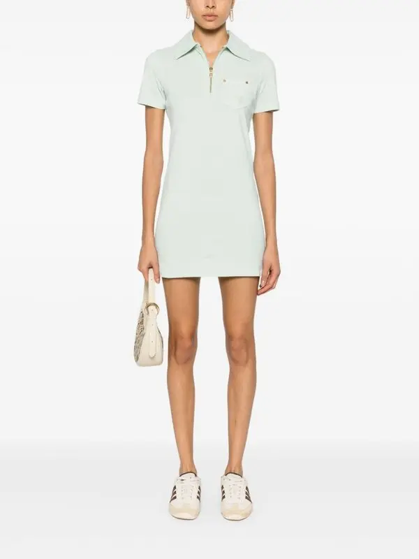 Palm Angels Cotton Piqué Polo Dress - Green