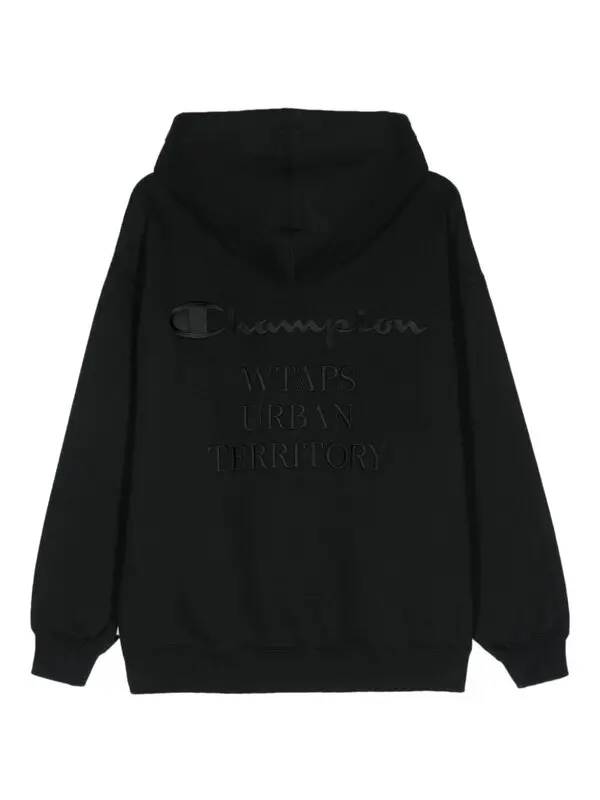 Wtaps X Champion Academy Ogo-Embroidered Hoodie In Black - 6