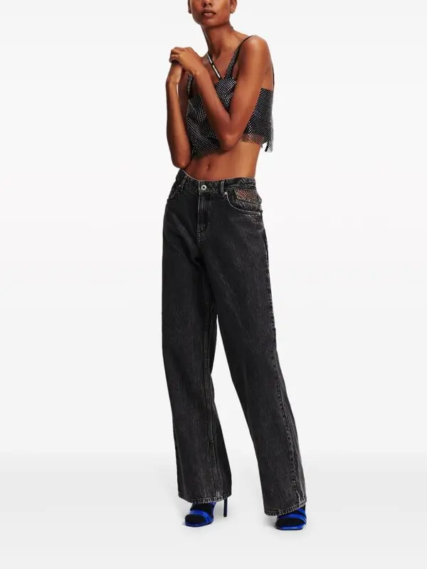 Karl Lagerfeld Chain-panel Straight-leg Jeans