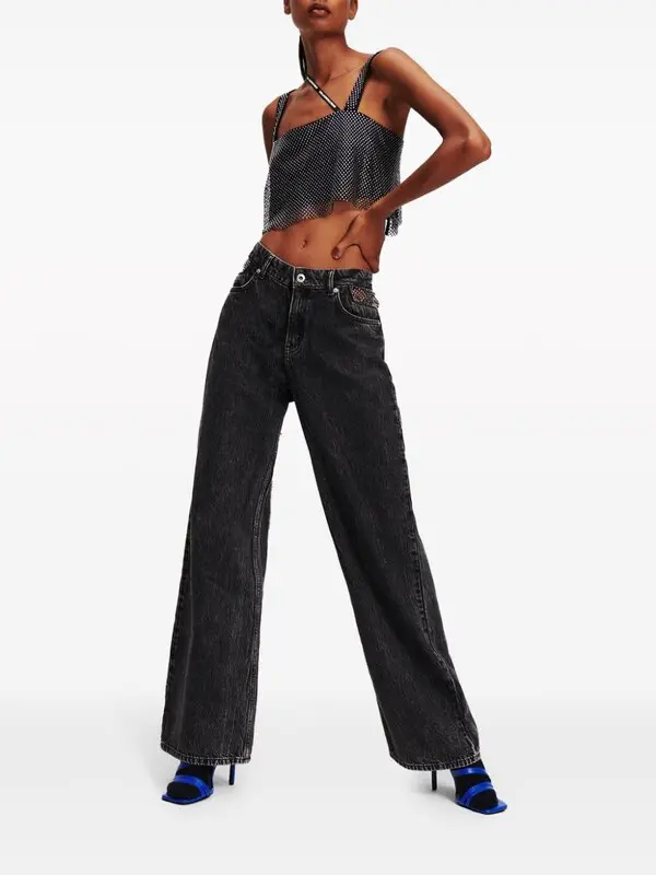 Karl Lagerfeld Chain-panel Straight-leg Jeans