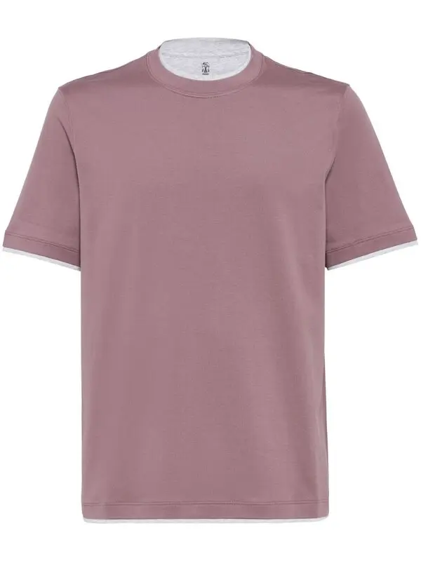 Brunello Cucinelli Contrast-trim Crew-neck T-shirt