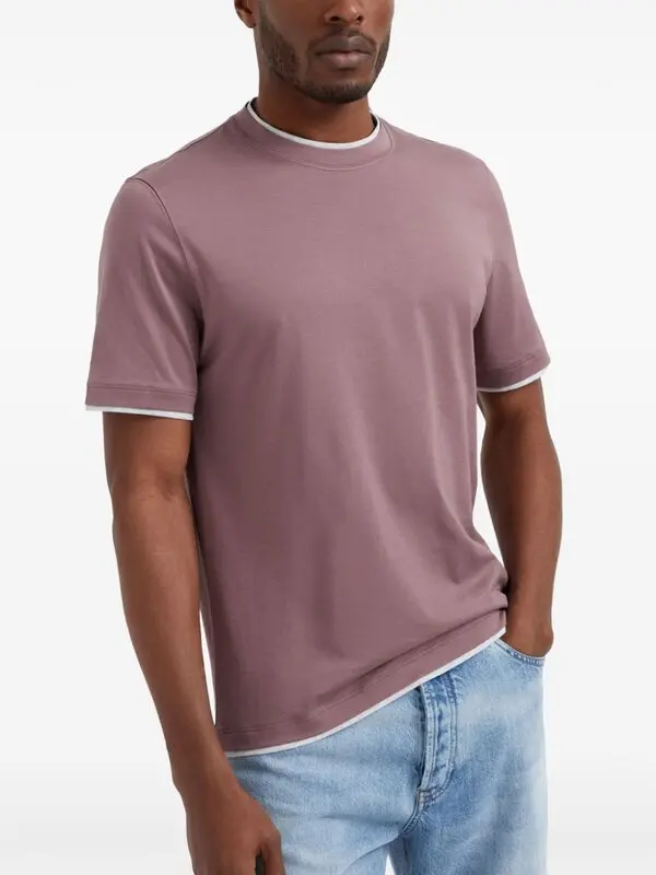 Brunello Cucinelli Contrast-trim Crew-neck T-shirt