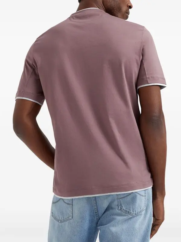 Brunello Cucinelli Contrast-trim Crew-neck T-shirt