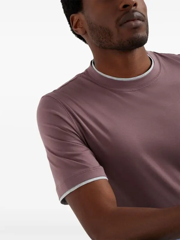 Brunello Cucinelli Contrast-trim Crew-neck T-shirt